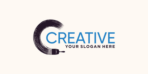 Creative paint brush stroke logo design Royalty Free Vector