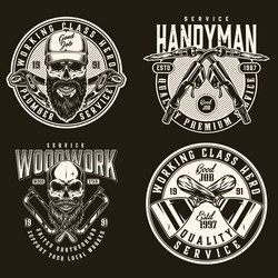 Working class monochrome vintage labels Royalty Free Vector