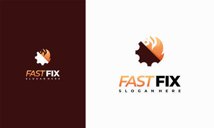 Fast fix logo designs concept fire service Vector Image