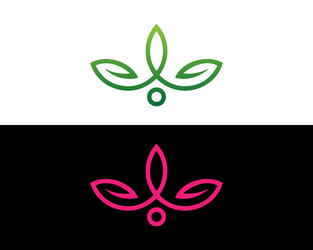 Beautiful woman lotus leaf flower line art logo Vector Image