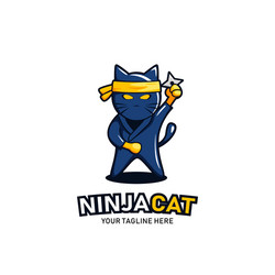 Animal ninja cat logo icon badge e-sport mascot Vector Image