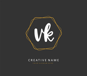 V k vk initial letter handwriting and signature Vector Image
