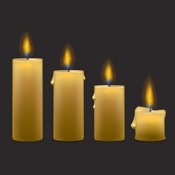 Candles burning with fire realistic Royalty Free Vector