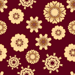 Yellow floral seamless pattern with red background