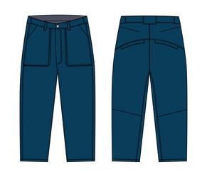 Wide jeans pants template white Royalty Free Vector Image