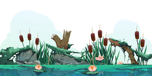 Swamp cartoon landscape forest background Vector Image
