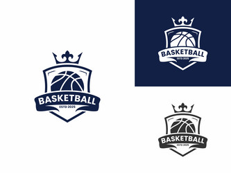 Basketball with wings and crown logo design Vector Image