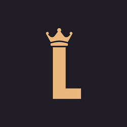 Initial letter l heraldic royal frame with crown Vector Image