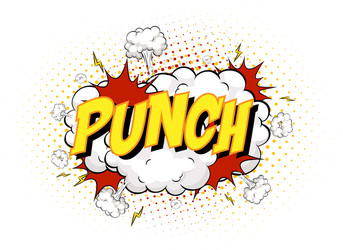 Comic speech bubble with punch text Royalty Free Vector