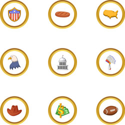 American things icons set cartoon style Royalty Free Vector