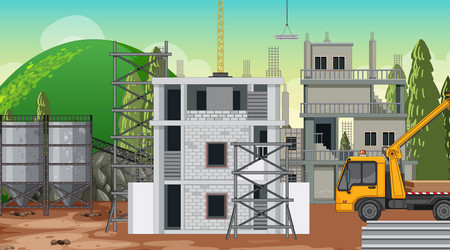 Building construction scene Royalty Free Vector Image