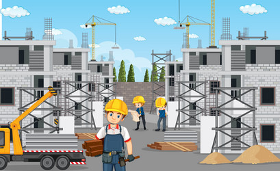 Building construction scene Royalty Free Vector Image