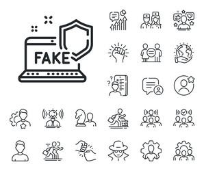 Fake internet line icon web propaganda sign Vector Image