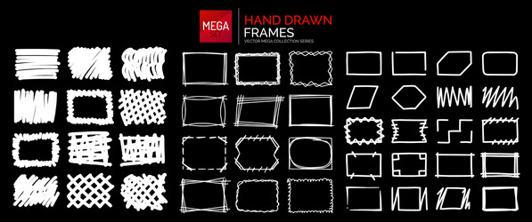 Hand drawn sketch doodle frames borders square Vector Image