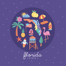 Florida sunshine state lettering Royalty Free Vector Image