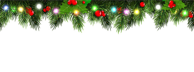 Horizontal christmas border frame with fir Vector Image
