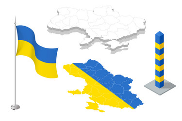 3d isometric map france with national flag Vector Image