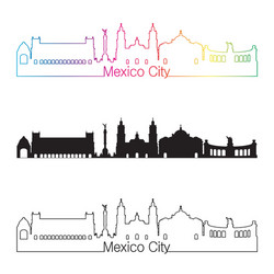 Single continuous line drawing mexico skyline Vector Image