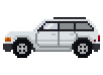 Pixel art police car side view Royalty Free Vector Image