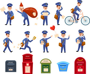 Postman and postal objects for kids Royalty Free Vector