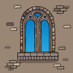 Medieval round window colored Royalty Free Vector Image