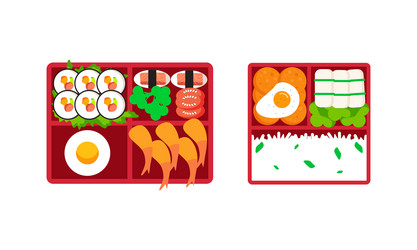 Bento box logo japanese lunch box Royalty Free Vector Image