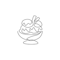 One continuous line drawing fresh delicious Vector Image