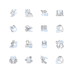 River rafting line icons collection rapids Vector Image