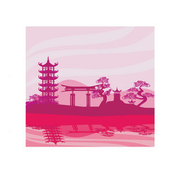 China and japan landscape cartoon Royalty Free Vector Image