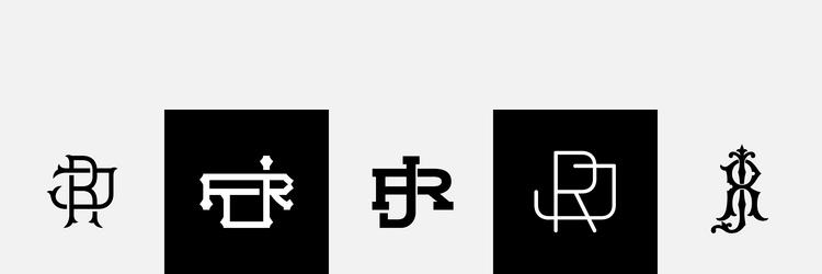 Initial letters jr logo design bundle Royalty Free Vector