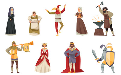 Medieval people set cartoon Royalty Free Vector Image