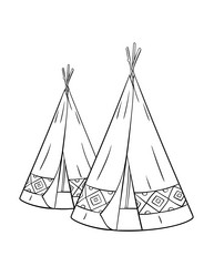 Native american indian canoe coloring page Vector Image