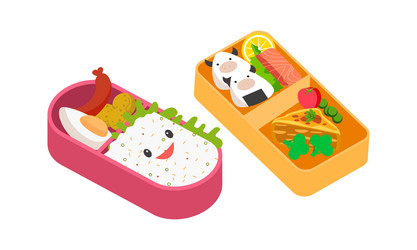 Bento box logo japanese lunch Royalty Free Vector Image
