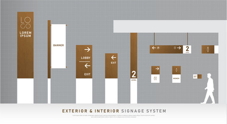 Exterior and interior signage concept direction Vector Image