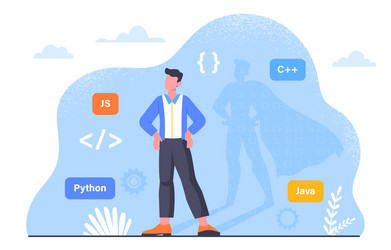 Man with python code concept Royalty Free Vector Image