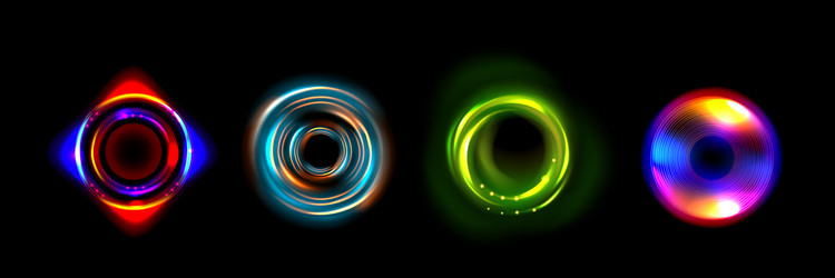Realistic set of round light flares Royalty Free Vector
