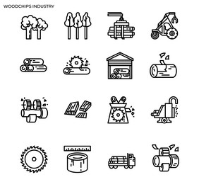 Wood and paper manufacturing icons Royalty Free Vector Image