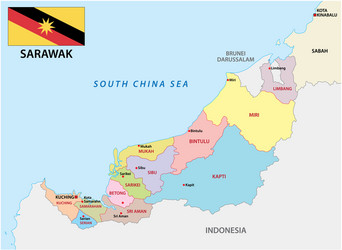 Administrative map sabah malaysia Royalty Free Vector Image