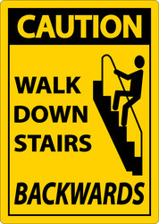 Warning walk down stairs backwards sign Royalty Free Vector