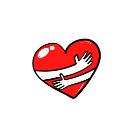 Hands embracing red heart with love Royalty Free Vector
