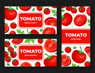 Red tomato label and sticker with vegetable Vector Image