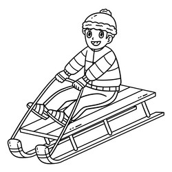 Sledge isolated coloring page for kids Royalty Free Vector