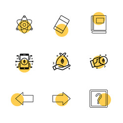 Atoms eraser book question mark right left Vector Image