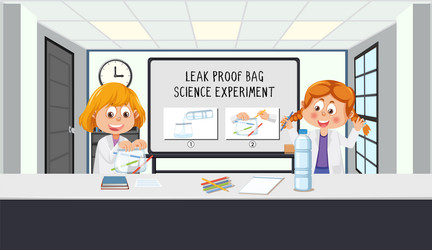 Leak proof bag science experiment Royalty Free Vector Image