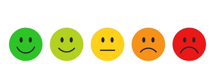 Rating emojis set in yellow color Royalty Free Vector Image