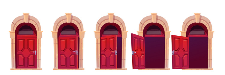 Cartoon door closing motion sequence animation Vector Image