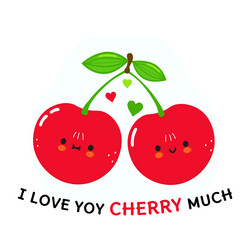 Cute funny cherry character hand drawn Royalty Free Vector