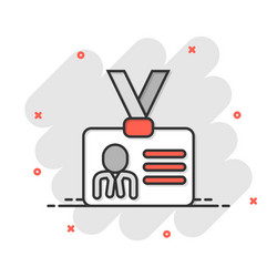 Id card icon in comic style identity badge Vector Image
