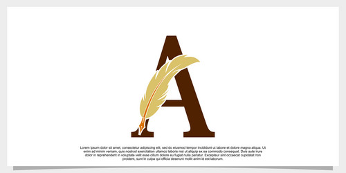 Letter w feather logo design with pen Royalty Free Vector