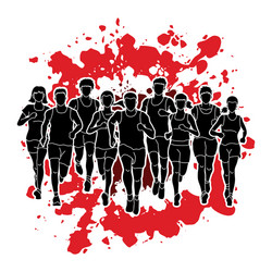 Marathon runners group of people running Vector Image